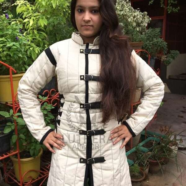 White Aketon Gambeson For Female | Woman Clothing-SCA Larp | Medieval ...